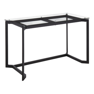Masters Office Desk, Black Steel, Clear Glass - Contemporary - Desks ...
