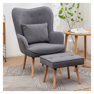 Wingback Lounge Chair and Footstool - Living Room - Manchester - by ...