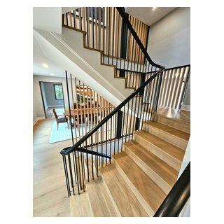 115_Stunning Continuous Rail System on 3 Story Floating Stairs ...