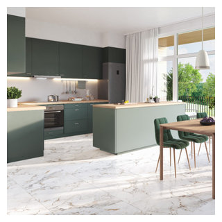 Safari Statuario Marble Effect Tiling - Gloss, Porcelain - Kitchen ...