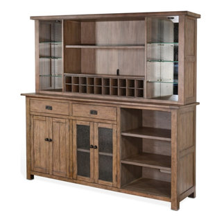 80x80" Large Buffet With Hatch Wine Rack Adjustable Glass Shelves LED ...