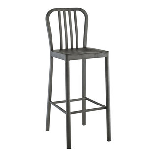 Modern Silver Clink Metal Bar Stool, 19.5"Lx16"Wx43.5"H - Industrial ...