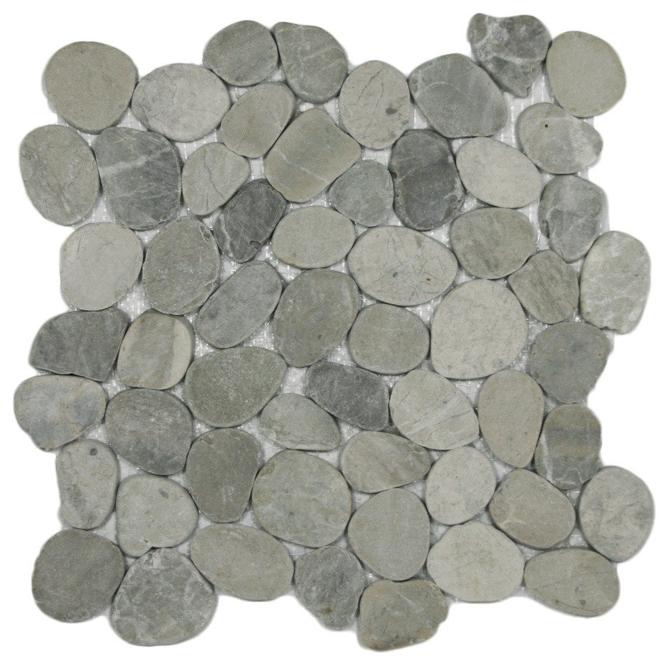 Sliced Bali Cloud Pebble Tile - 12x12 Natural Stone, Mesh Backed, Eco ...