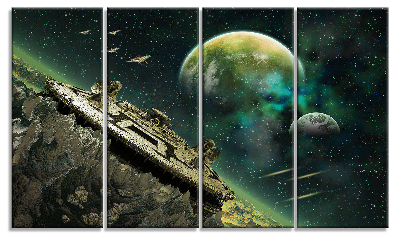 "Alien Planet" Digital Glossy Metal Wall Art, 48"x28" 4 Panel ...