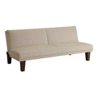 Mid Century Modern Futon, Armless Channel Tufted Microfiber Seat & Back ...