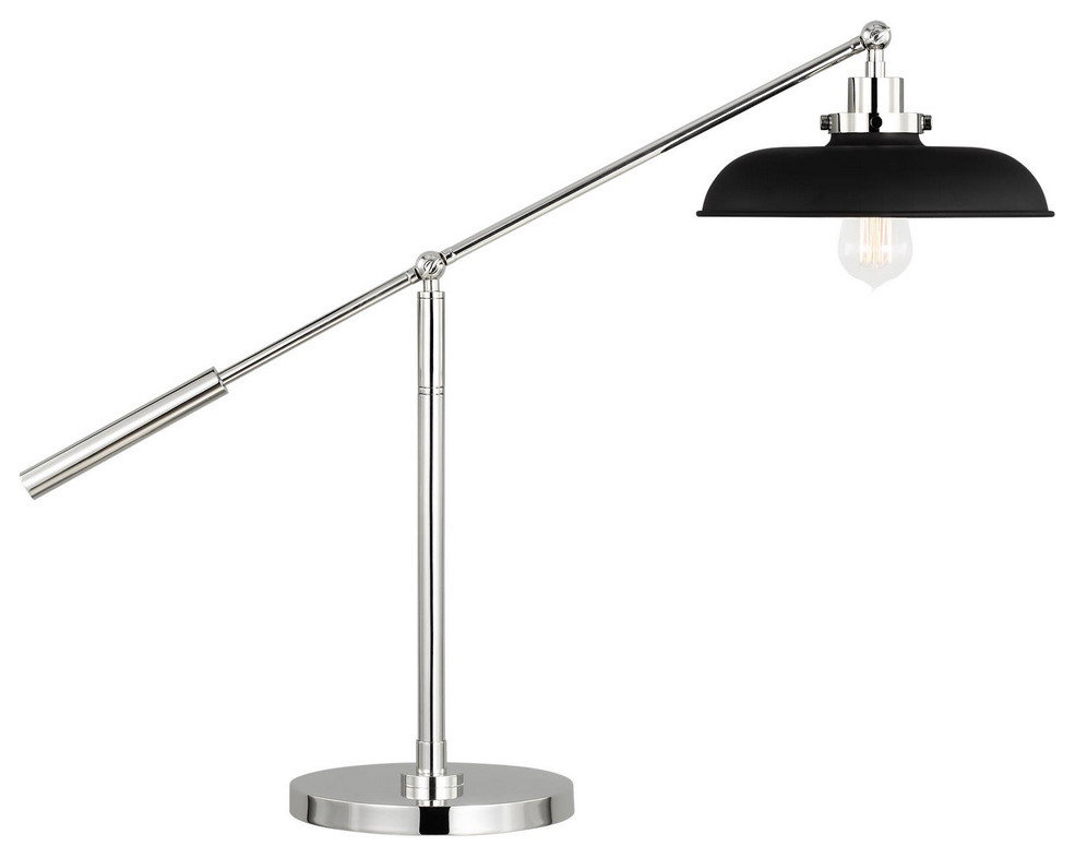 Wellfleet One Light Desk Lamp in Midnight Black and Polished Nickel ...
