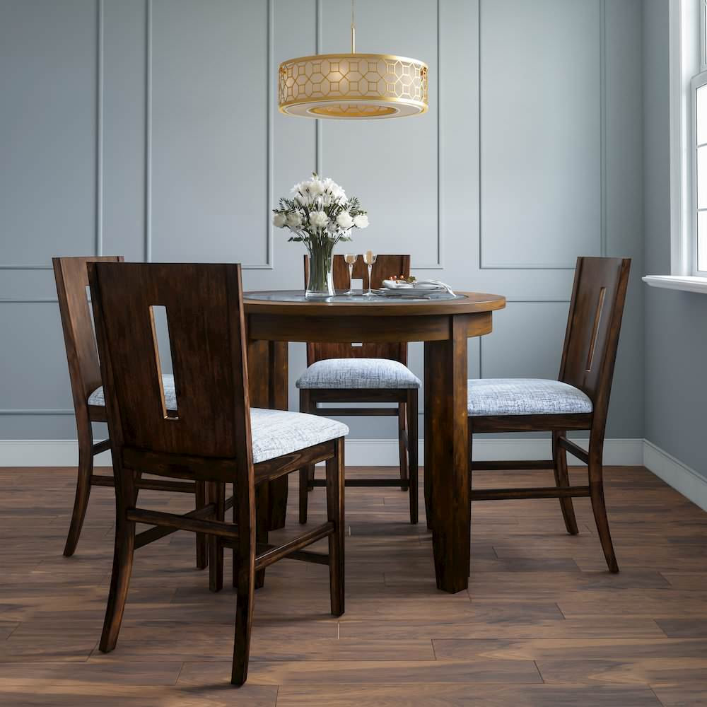 Urban Icon Contemporary 42 Round Counter Height Glass Inlay Dining ...