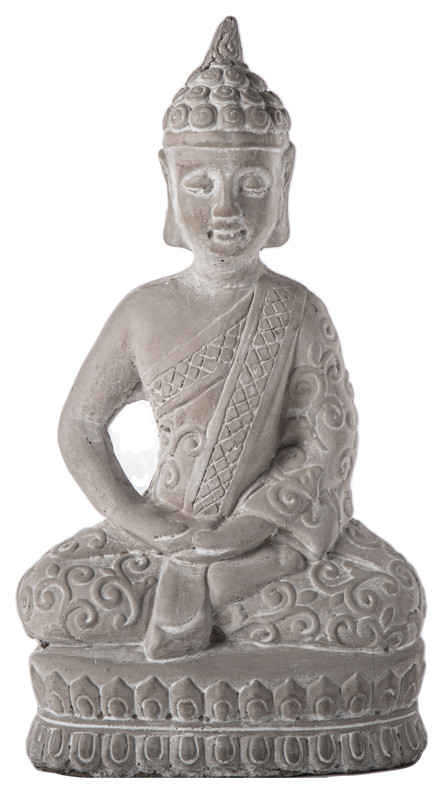 Cement Meditating Buddha Washed Concrete Gray Finish, Large - Asian ...