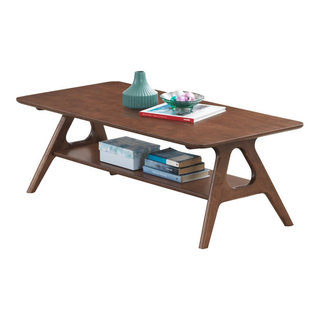 Arona Mid-Century Modern Wood Coffee Table with Shelf - Contemporary ...