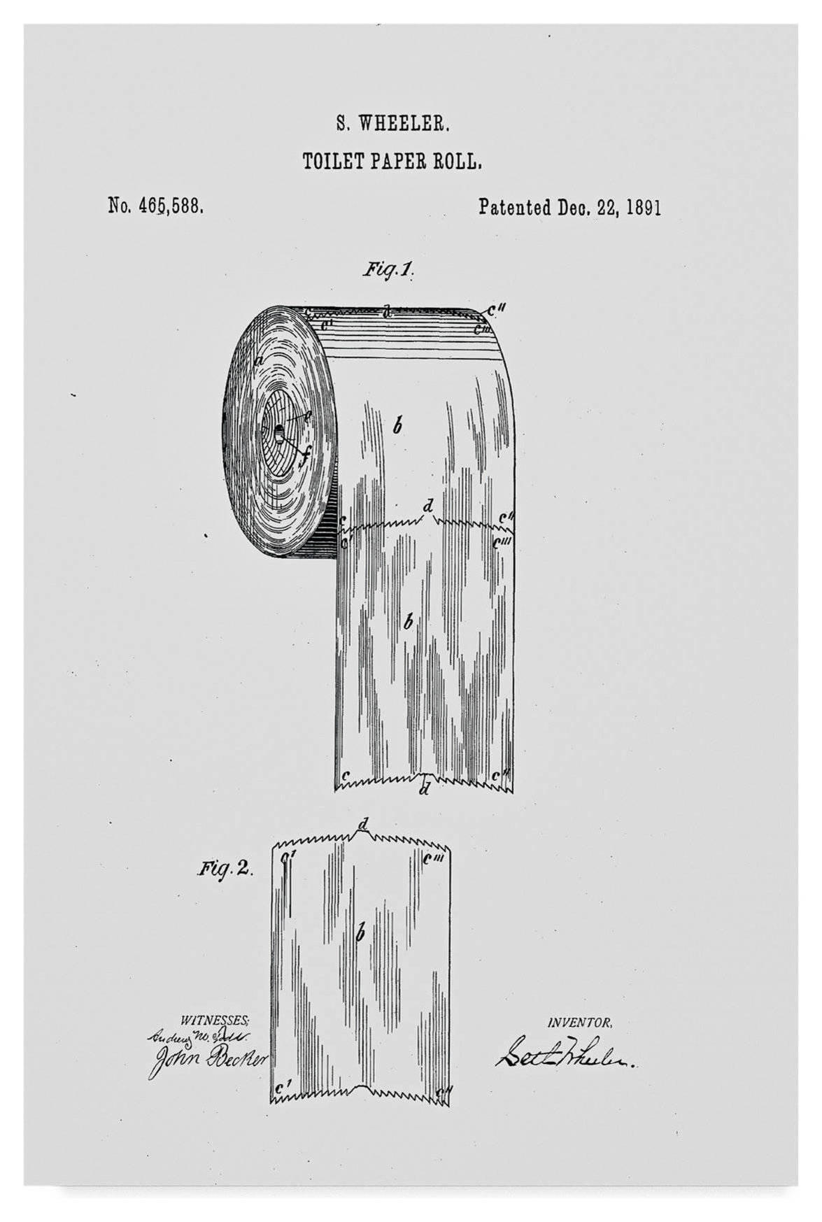 Claire Doherty 'Toilet Paper Roll Patent 1891 White' Canvas Art, 16"x24 ...