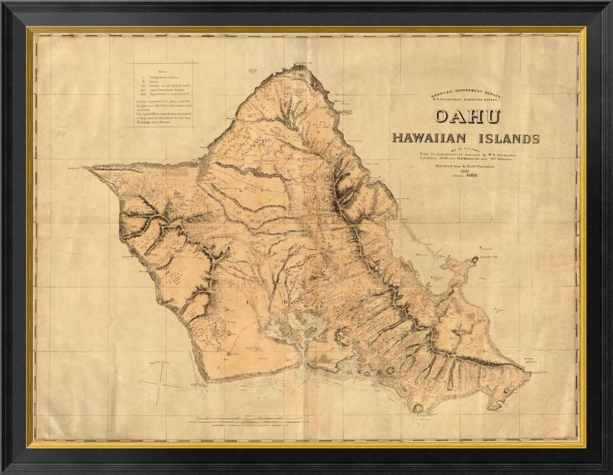 "Oahu, Hawaiian Islands, 1881" by Hawaiian Government Survey, 20x16 ...