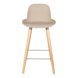 Taupe Molded Counter Stools (2) | Zuiver Albert Kuip - Midcentury - Bar ...