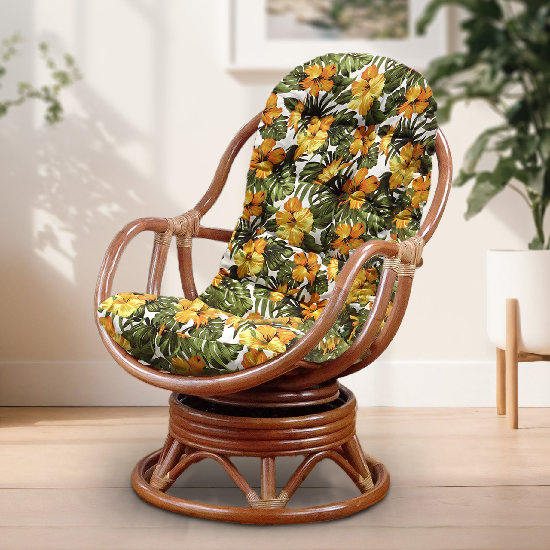 Rattan Wicker Handmade Bali Lounge Swivel Rocking Chair with Cushion ...