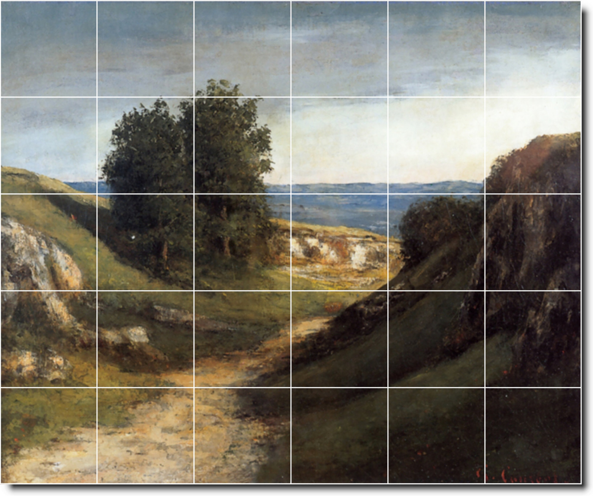 Gustave Courbet Landscapes Painting Ceramic Tile Mural #263, 36" Wide x ...