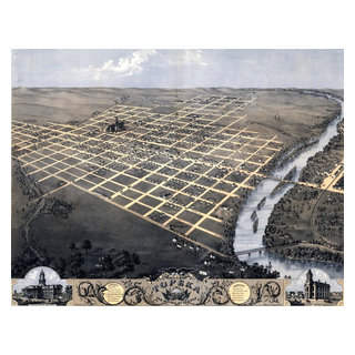 Map of Topeka, 1869, Peel & Stick Removable Wall Decal, 33"x44 ...