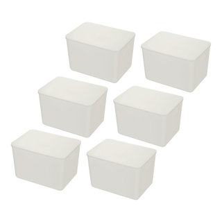 Stackable Plastic Storage Bins Small White, 14.25x10.25x9.5 ...