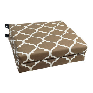 20"X19" Patterned Outdoor Chair Cushions, Set of 2, Landview Mocha ...