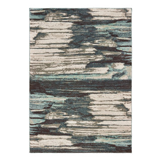 Carolina Organic Layers Blue/Ivory Area Rug, 5'3"x7'3" - Contemporary ...