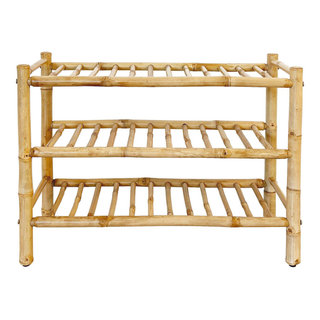 Zew 3-Tier Bamboo Shoe Rack Shelf Storage Organizer Free Standing ...