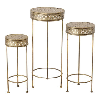 3 Piece Pedestal Plant Stand, 28" - Mediterranean - Plant Stands And ...