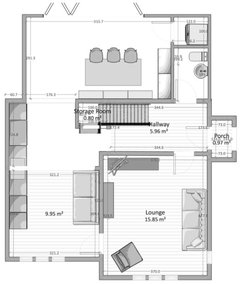 Best layout for family kitchen / dining space in 5.5m x 3.2m room ...