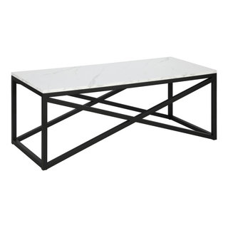 46" Black and White Faux Marble Rectangular Coffee Table - Transitional - Coffee Tables - by Ami ...