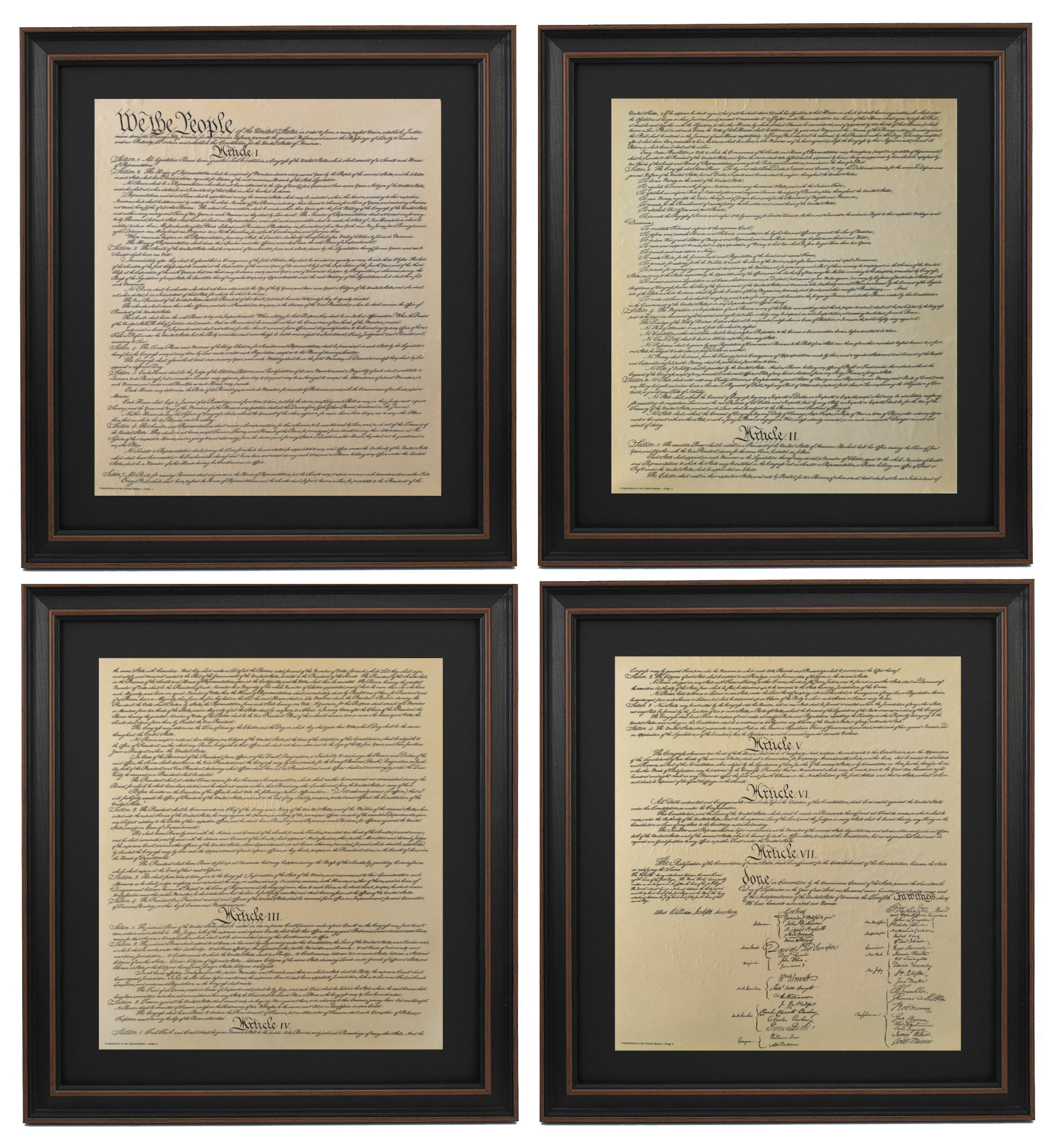 Framed Constitution Set, Original Four Page Format - Traditional ...