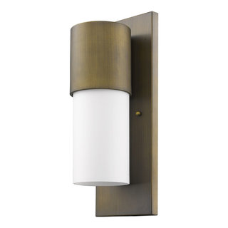 Contemporary Brushed Gold and White Wall Light - Transitional - Outdoor ...
