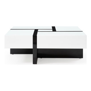Modern Mcintosh Square Coffee Table Glossy White Lacquer Black Lacquer ...
