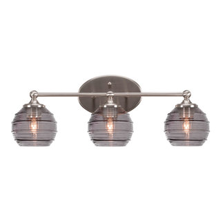 Capri 3-Light Bath Bar, Brushed Nickel/Smoke Ribbed - Transitional ...