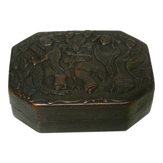 Chinese Handmade Metal Bronze Color Trinket Box - Asian - Decorative ...