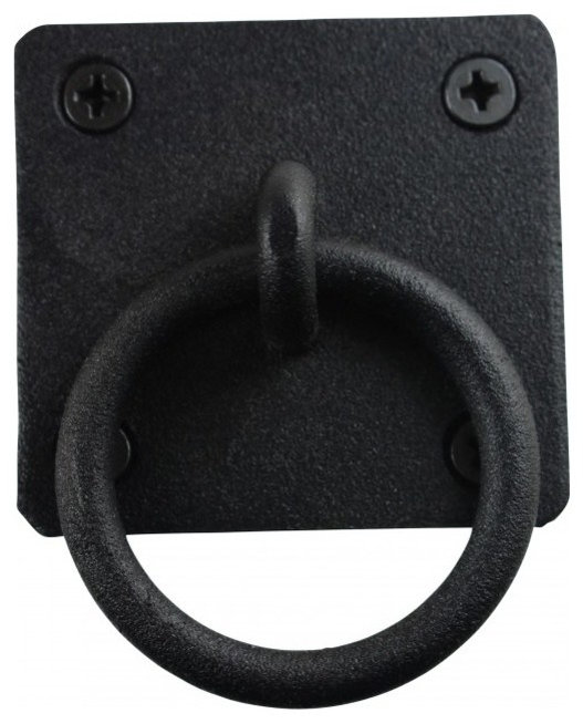 6 Black Cast Iron Ring Pulls Rustproof Finish Cabinet Hardware ...