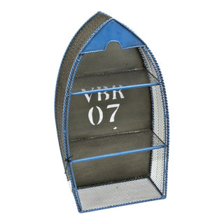 Spacious Wooden Boat Wall Shelf - Beach Style - Display And Wall ...