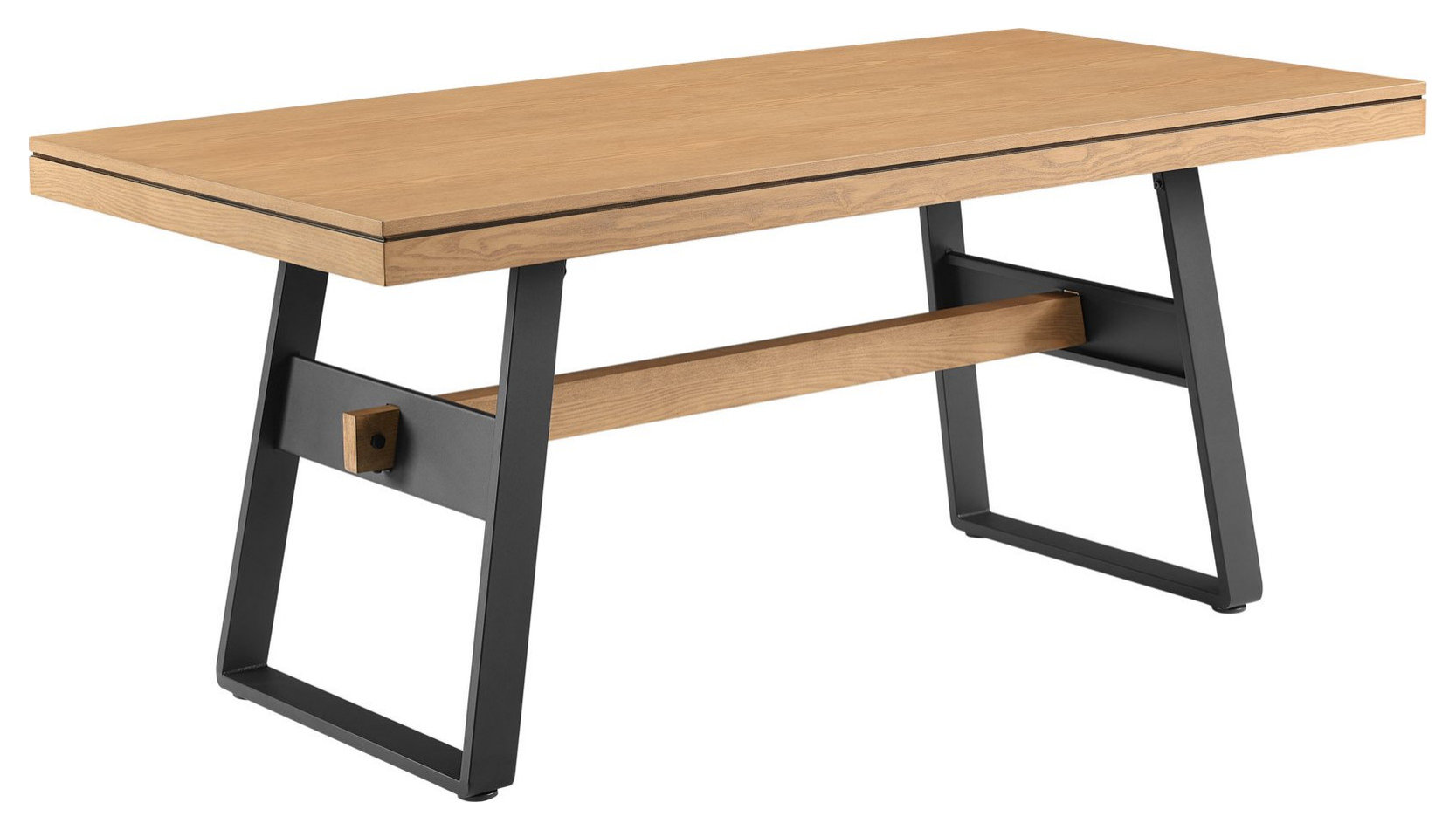 Industrial Dining Table, Metal Legs With Rectangular Table Top, Light ...