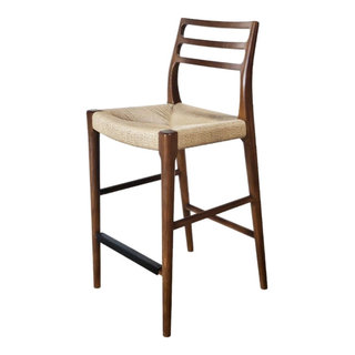 Java Counter Stool Walnut Solid Ash Frame Elegance - Beach Style - Bar ...