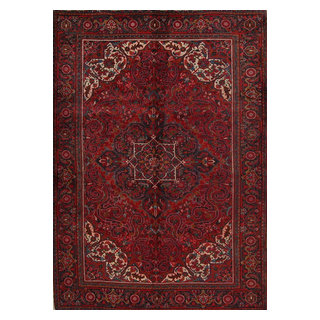 Consigned, Red Worn Oriental Heriz Wool Hand-Knotted Persian Area Rug 9 ...