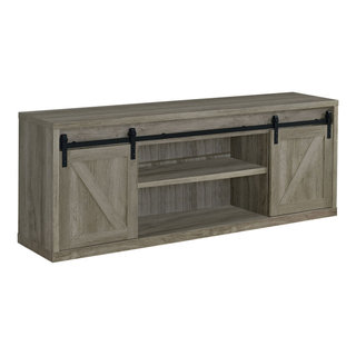 Brockton 71" 3-shelf Sliding Doors TV Console Grey Driftwood ...