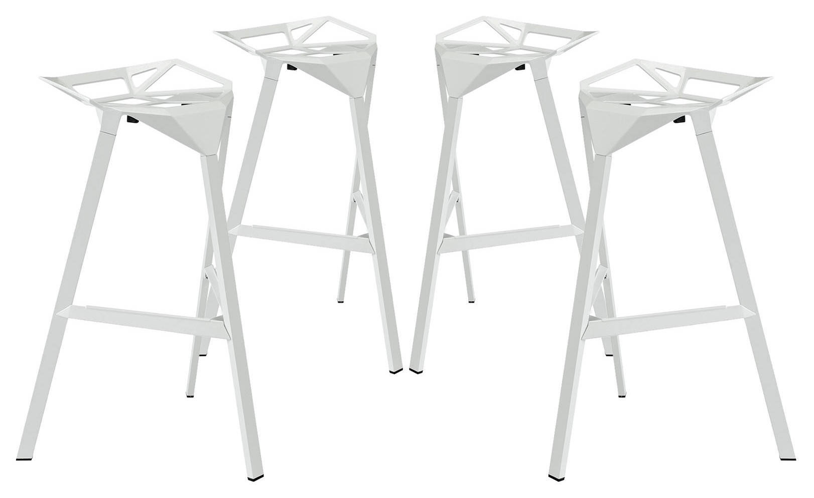 Modern White Launch Stacking Bar Stool Set of 4, 22"Lx22.5"Wx32.5"H ...