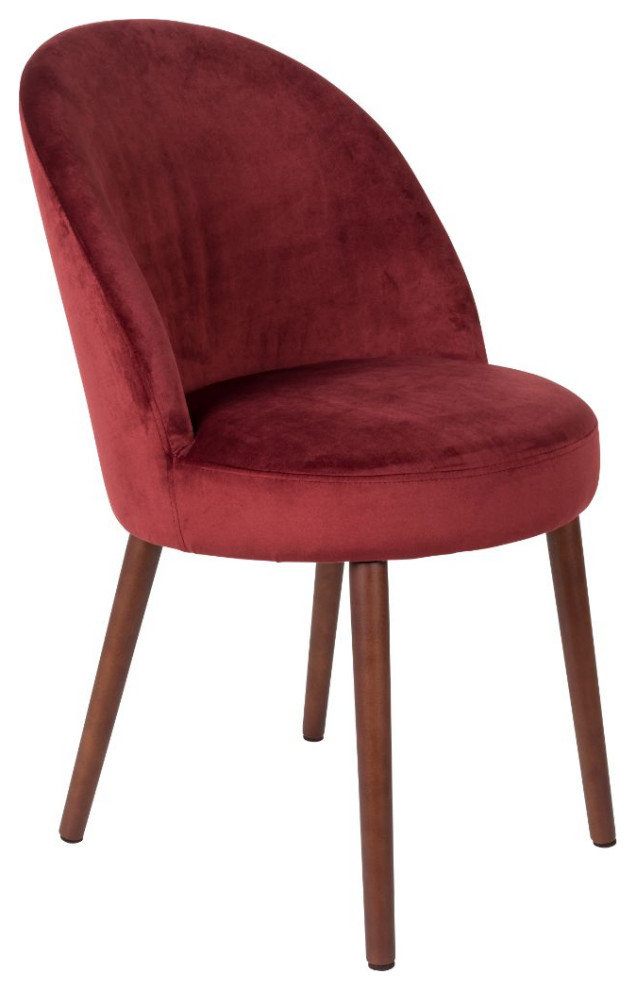Red Velvet Dining Chairs (2) | Dutchbone Barbara - Midcentury - Dining ...