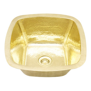 15" Contoured Square Hammered Brass Bar Sink - Contemporary - Bar Sinks ...