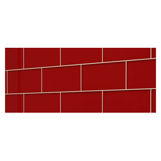 Glass Subway Tile, Ruby Red, Sample Swatch, 3x6 - Contemporary - Wall ...