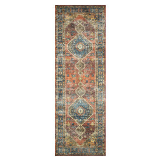 Rust Blue Printed Polyester Skye Area Rug by Loloi II, 2'-6" X 7'-6 ...