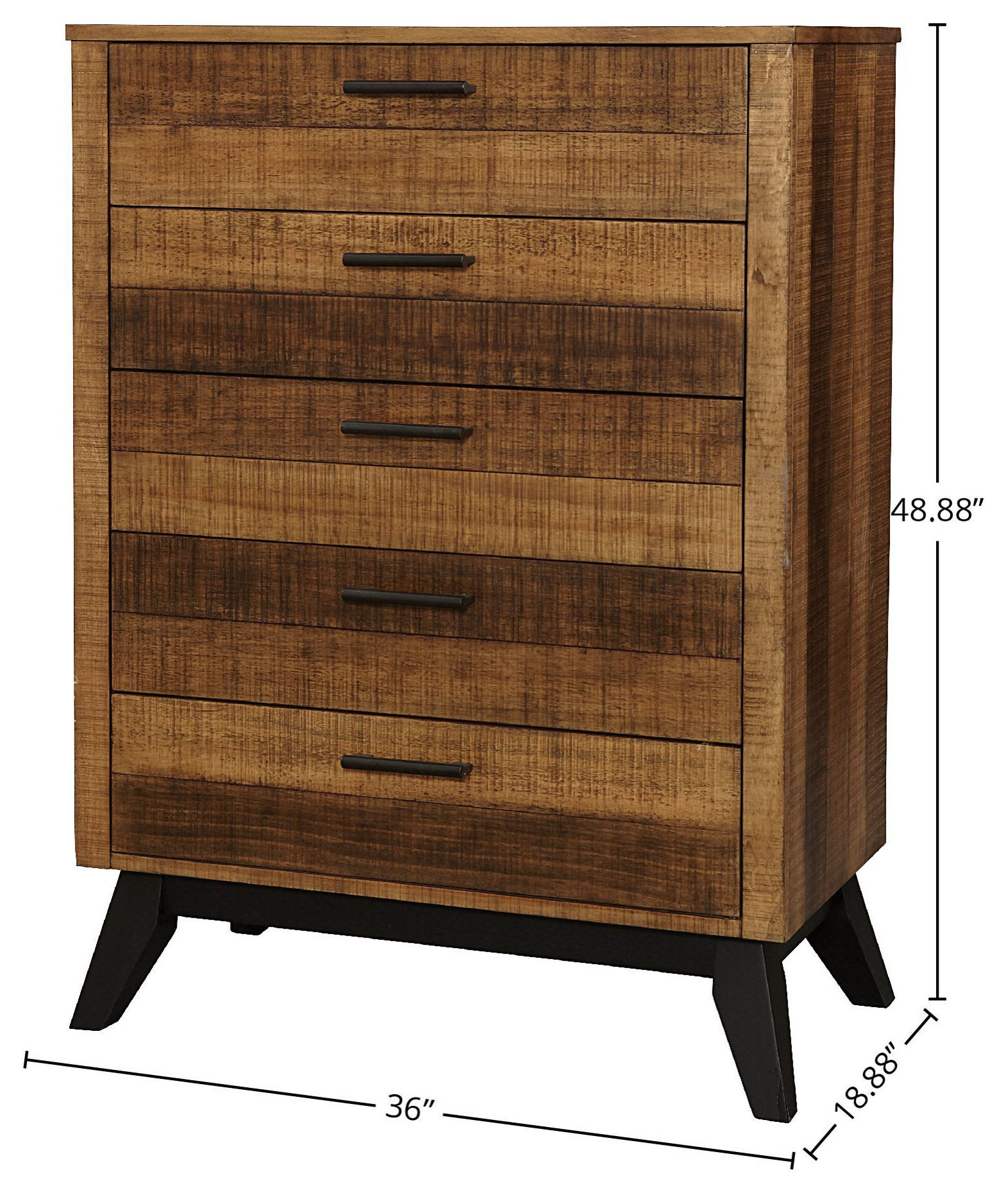 Urban Rustic 5-Drawer Wood Chest, Brushed Wheat - Rustic - Dressers ...