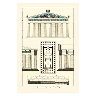 The Parthenon at Athens, Polychrome, 20" x 30" - Mediterranean - Prints ...