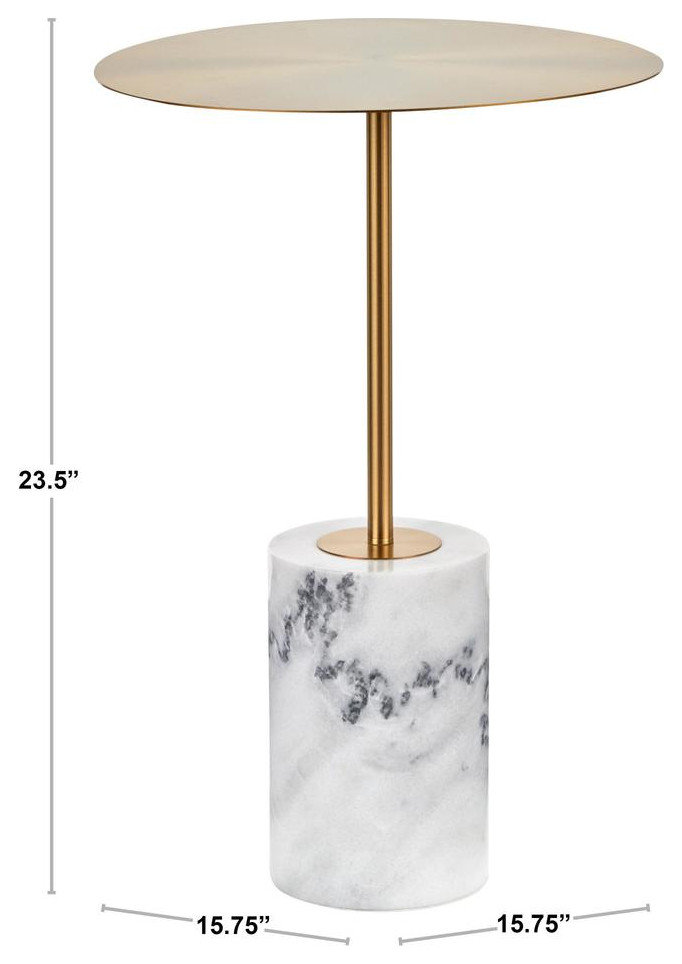 Gold Metal, White Marble Symbol Side Table - Contemporary - Side Tables ...
