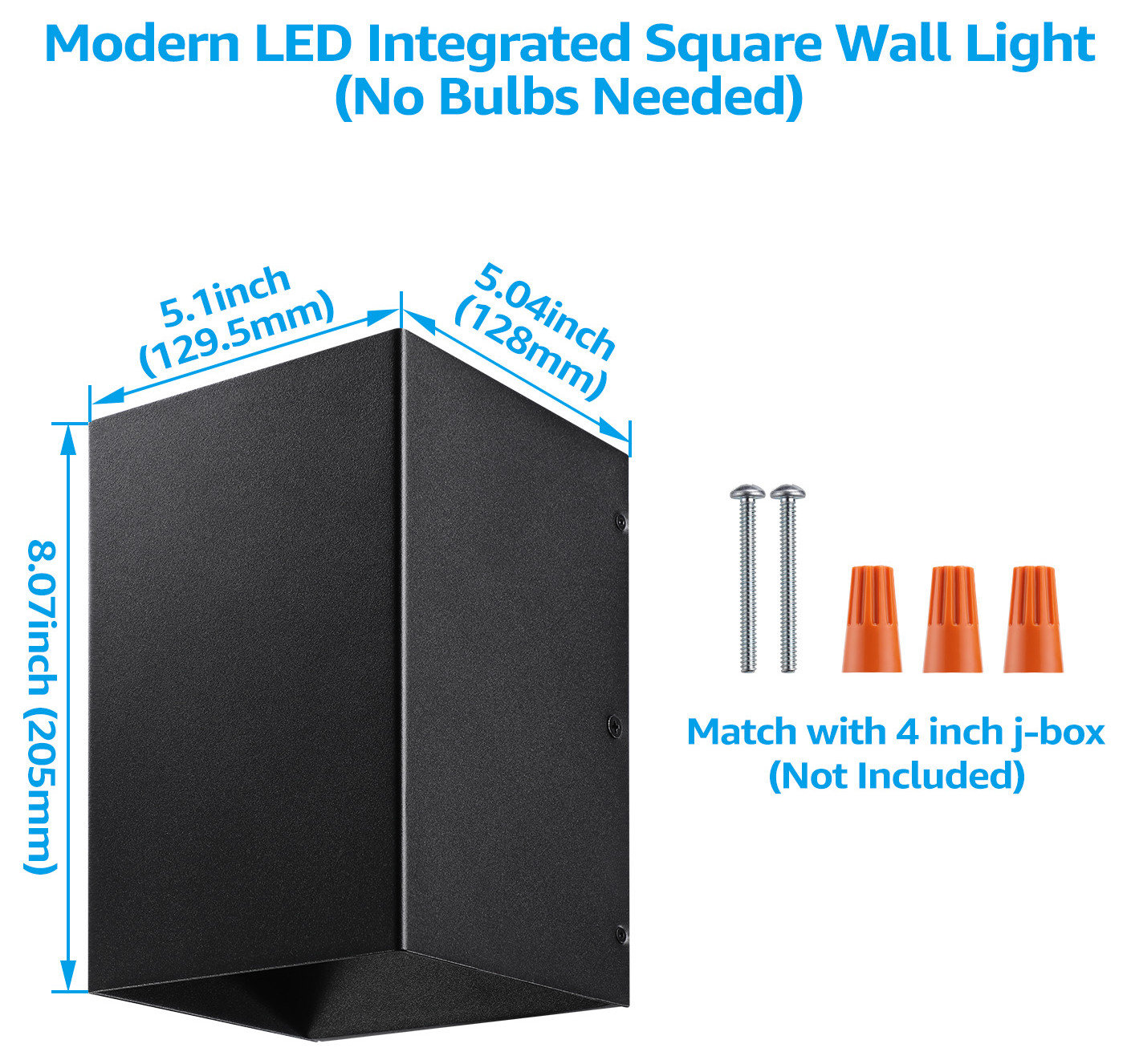 LED Square Up Down Wall Light Outdoor, CRI90+, 3000K Warm White ...