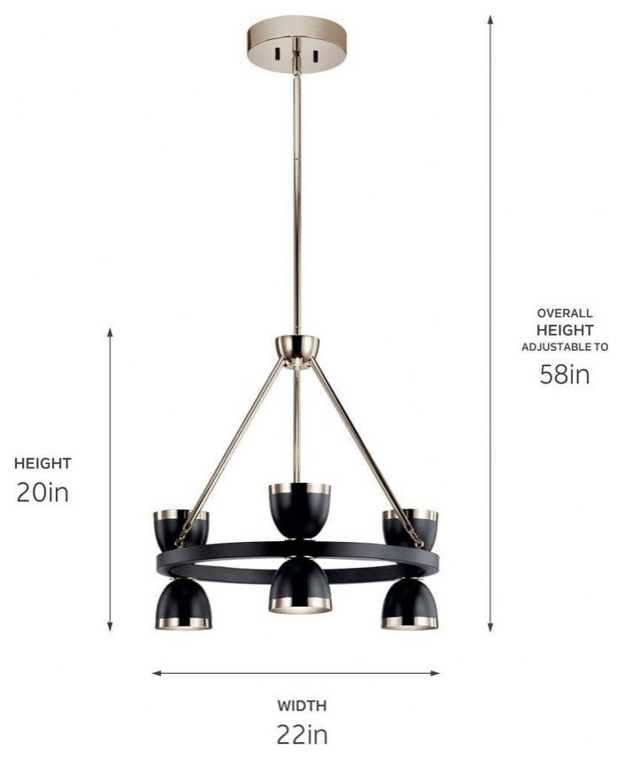 6 LED Small Chandelier In Mid-Century Modern Style-20 Inches Tall and ...