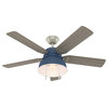 Hunter 52" Mill Valley Indigo Blue Ceiling Fan, LED Light and Pull ...