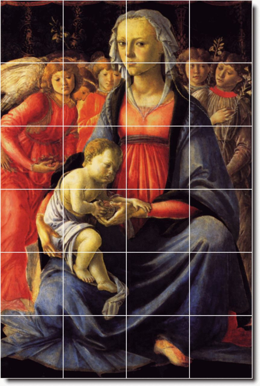 Sandro Botticelli Religious Painting Ceramic Tile Mural #104, 32" Wide ...