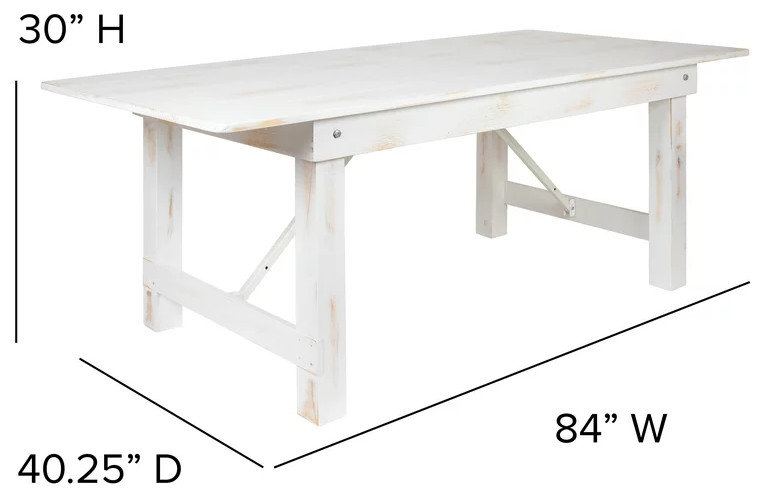 Farmhouse Folding Dining Table, Rectangular Tabletop, Antique Rustic ...